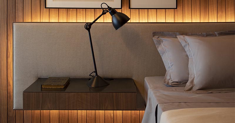 Bedroom Design Idea An Extra Wide Headboard With Floating Bedside Tables