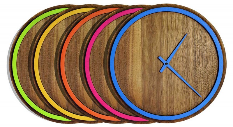 These wall clocks offer a pop of accent color