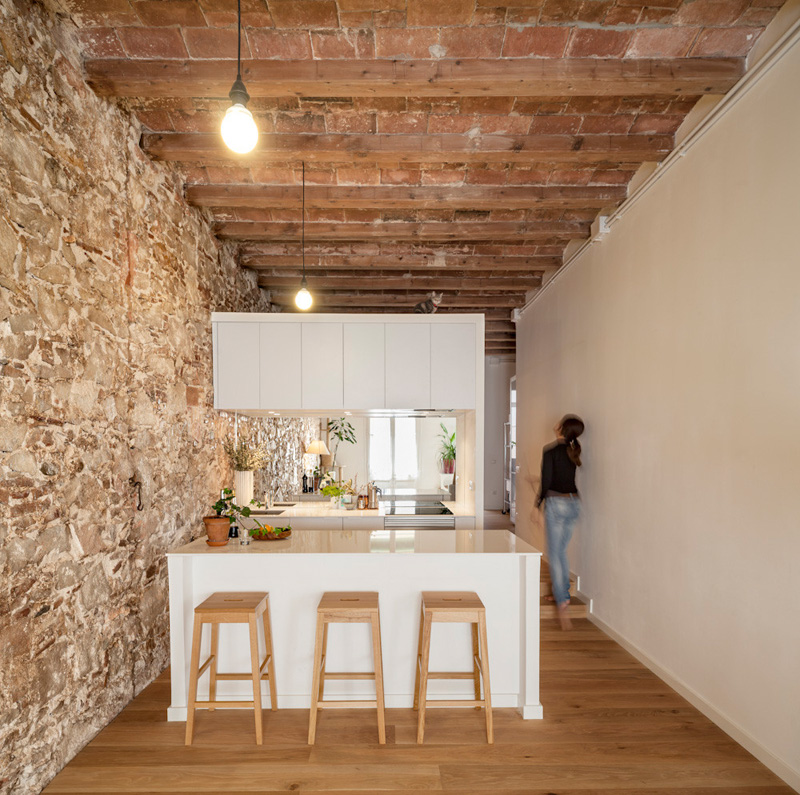 This apartment inside a 19th century building combines the old with the new