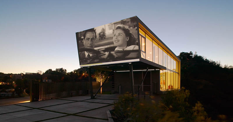 This house was designed with a wall space for projecting movies on it