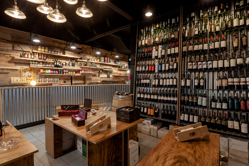 This wine shop is designed to look like a box of wine