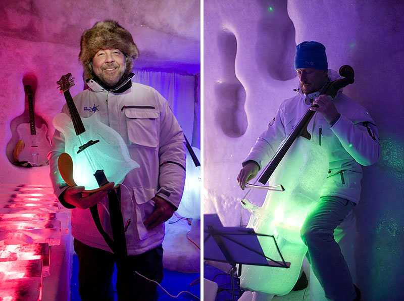 This guy makes instruments out of ice, and puts on concerts in an igloo