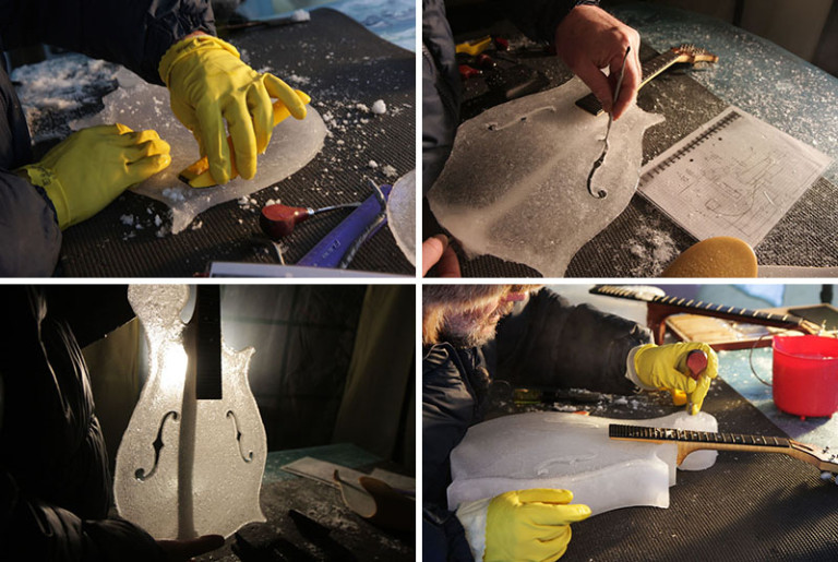 This guy makes instruments out of ice, and puts on concerts in an igloo