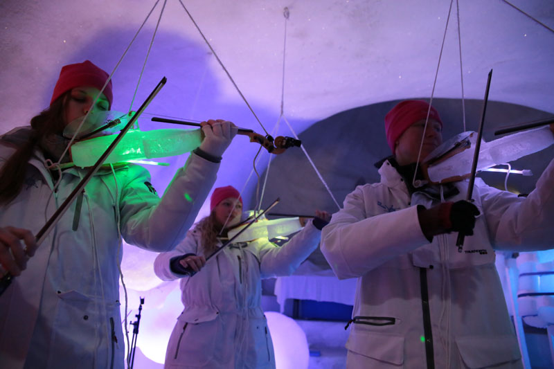 This guy makes instruments out of ice, and puts on concerts in an igloo