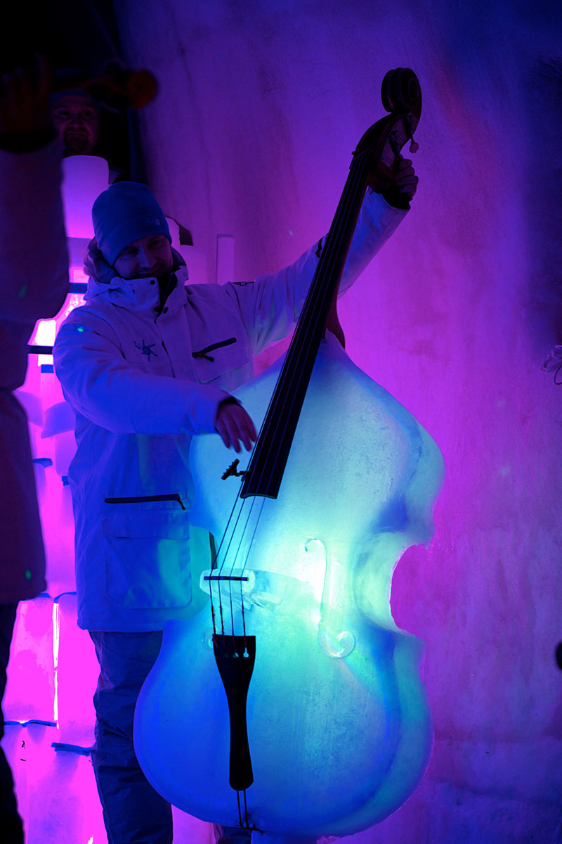 This guy makes instruments out of ice, and puts on concerts in an igloo