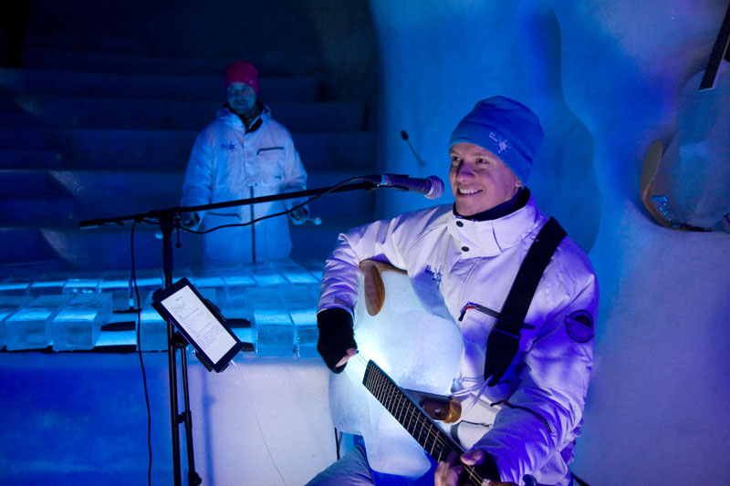 This guy makes instruments out of ice, and puts on concerts in an igloo