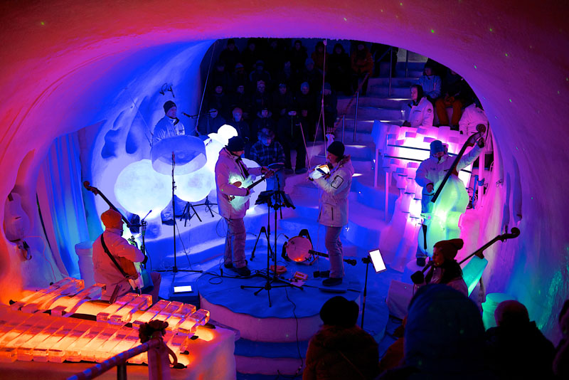 This guy makes instruments out of ice, and puts on concerts in an igloo