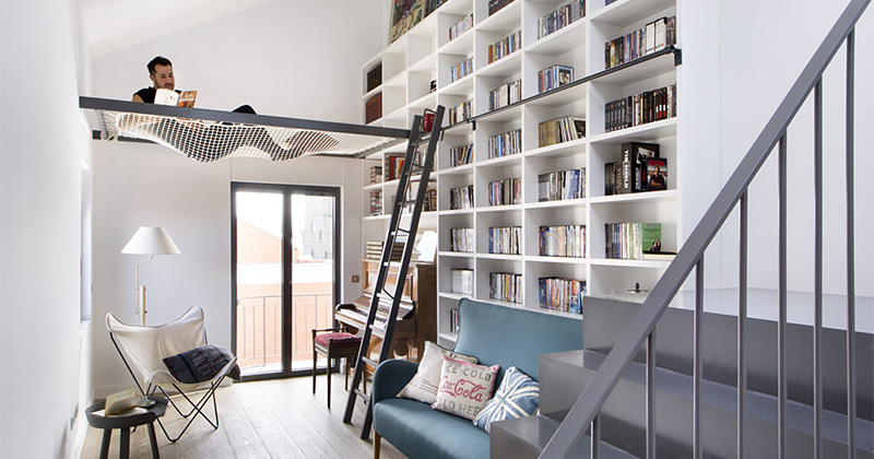 This suspended net was designed to be a fun place to hang out and read ...