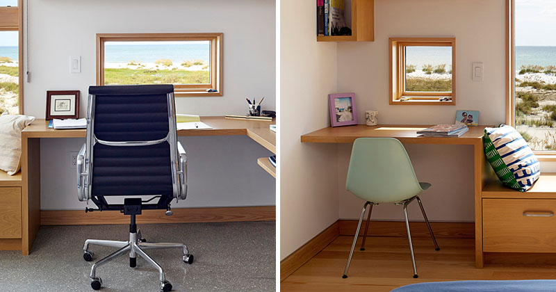 The desk areas in this home have little windows to distract you with ...