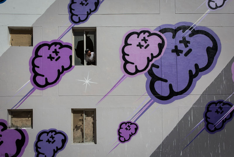 This new mural of colorful clouds is here to brighten up your day