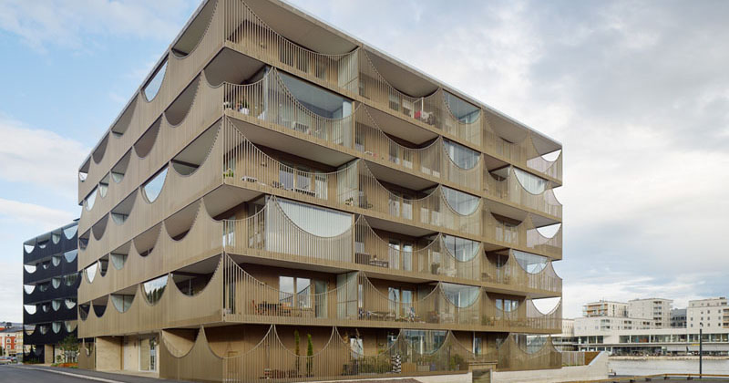 Wave-like balconies give these apartment buildings their own character