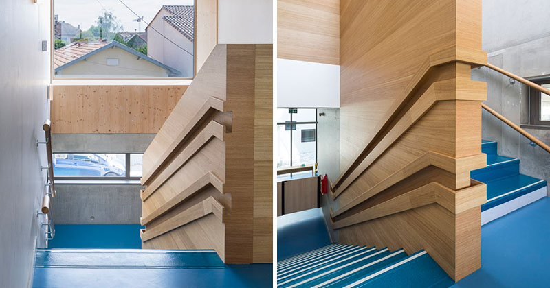 This daycare building was designed with handrails for children and adults