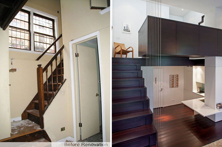 Inspiring BEFORE and AFTER photos of a New York loft apartment redesign
