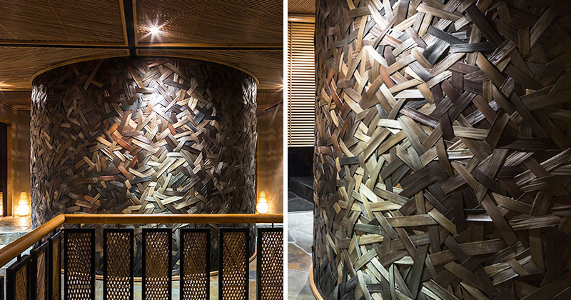 Woven Bamboo Walls Create A Textured Room In This Restaurant