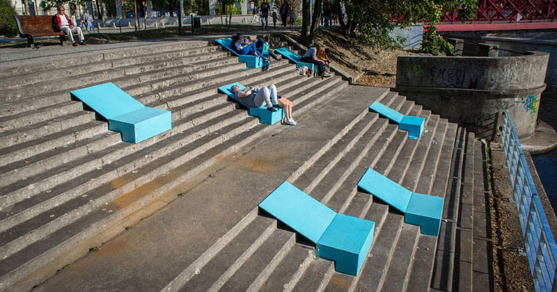 This Simple Colorful Seating Was Added To Make Sitting On Stairs Next ...