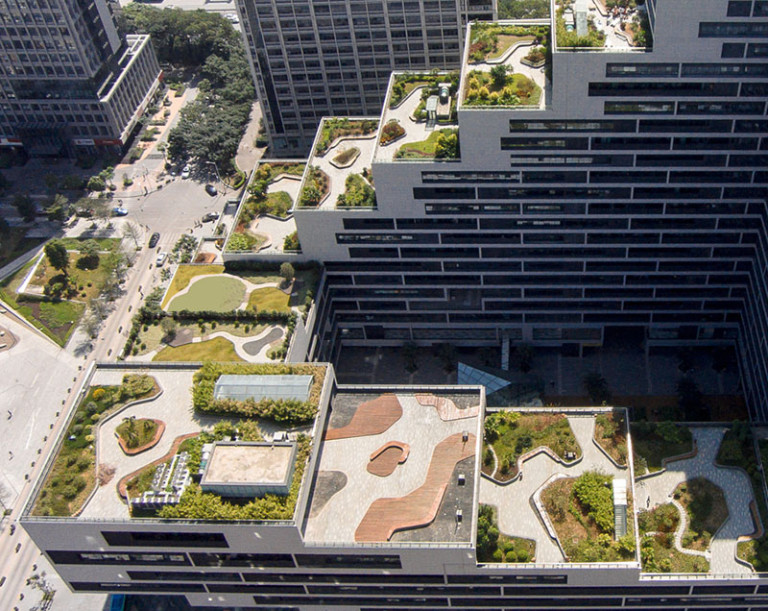 This Building Is Covered In Fully Landscaped Rooftop Terraces