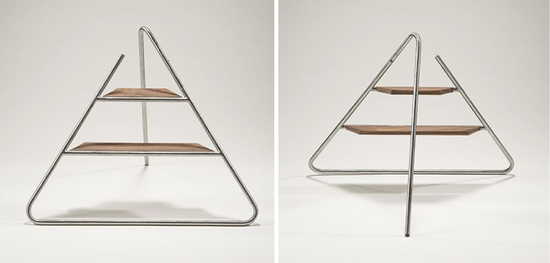 This step ladder is designed to hang on the wall like a piece of art