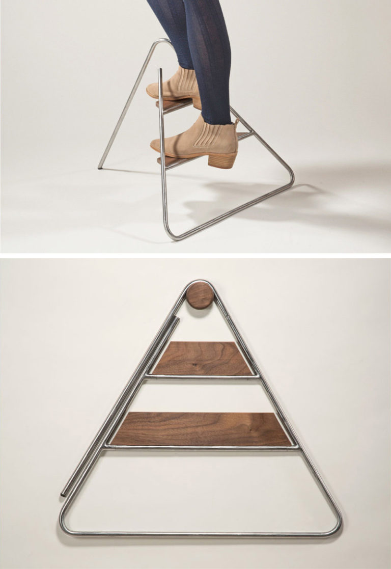 This step ladder is designed to hang on the wall like a piece of art