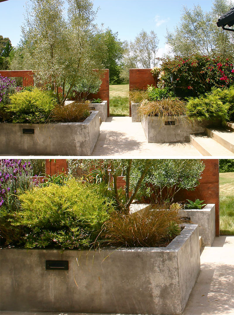 10 Excellent Examples Of Built-In Concrete Planters
