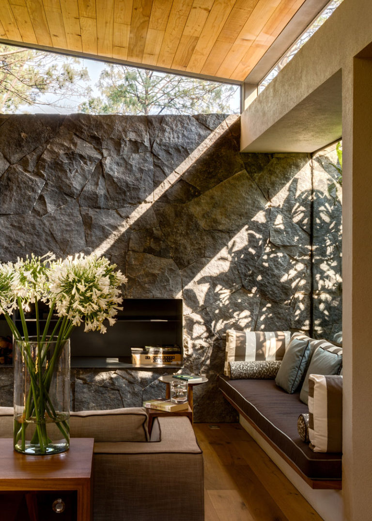 This new home of wood and stone was designed to enjoy the tranquility ...