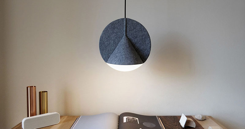 This pressed felt lamp combines two geometric shapes into one single volume