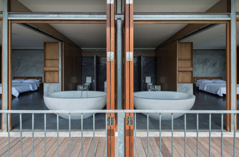 This home owner designed himself a very open house on the side of a hill