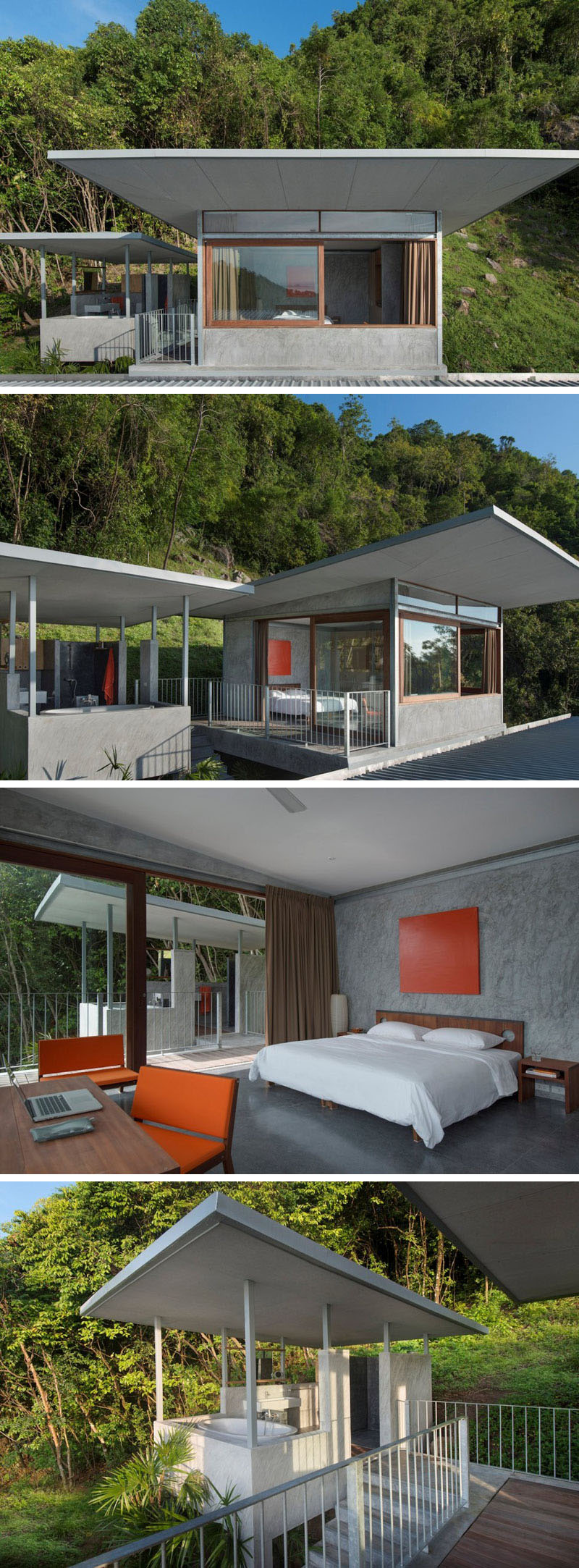 This home owner designed himself a very open house on the side of a hill