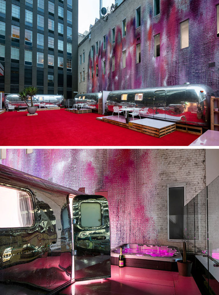 The rooms at this hotel are inside Airstream trailers on the roof of ...