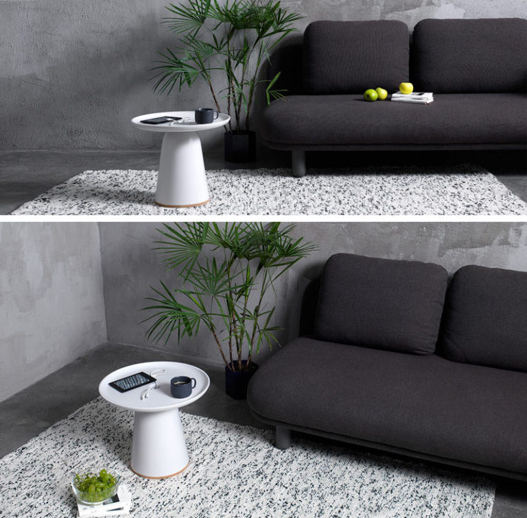 This Side Table Is Designed To Hide Your Charging Cables Within It