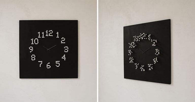 This Wall Clock Changes Shape When You Walk Around It