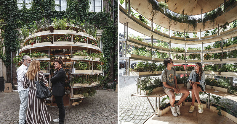 This public pavilion covered in plants was designed to invite people to ...