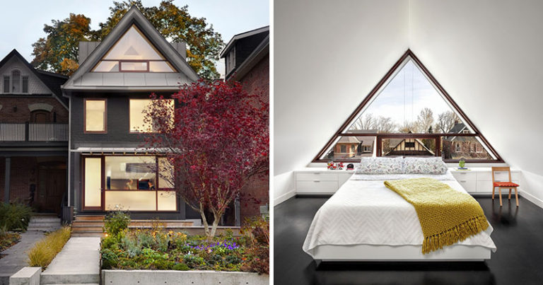 A Triangle Shaped Window Follows The Lines Of The Roof On This House