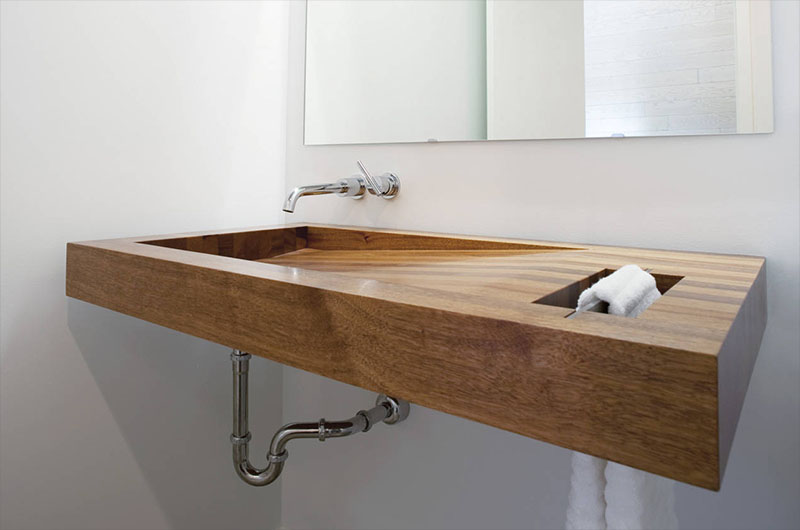 Bathroom Design Idea - Install A Wood Sink For A Natural Touch