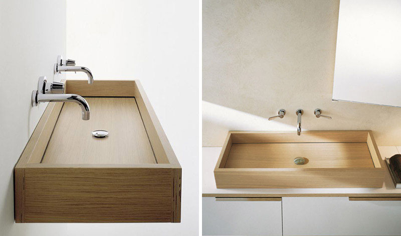 Bathroom Design Idea - Install A Wood Sink For A Natural Touch