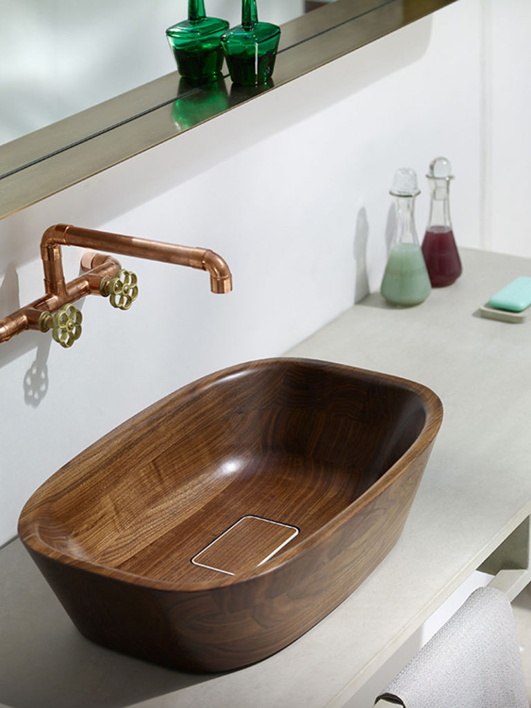 Bathroom Design Idea - Install A Wood Sink For A Natural Touch