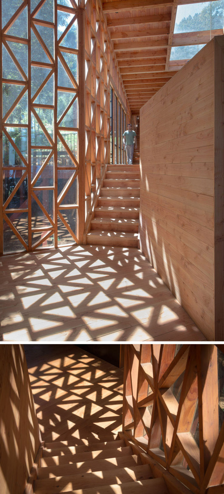 This House Is Designed With Various Levels Cascading Down A Forested ...