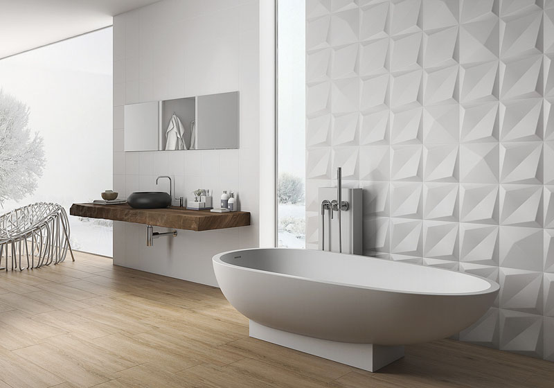 Bathroom Tile Idea - Install 3D Tiles To Add Texture To Your Bathroom