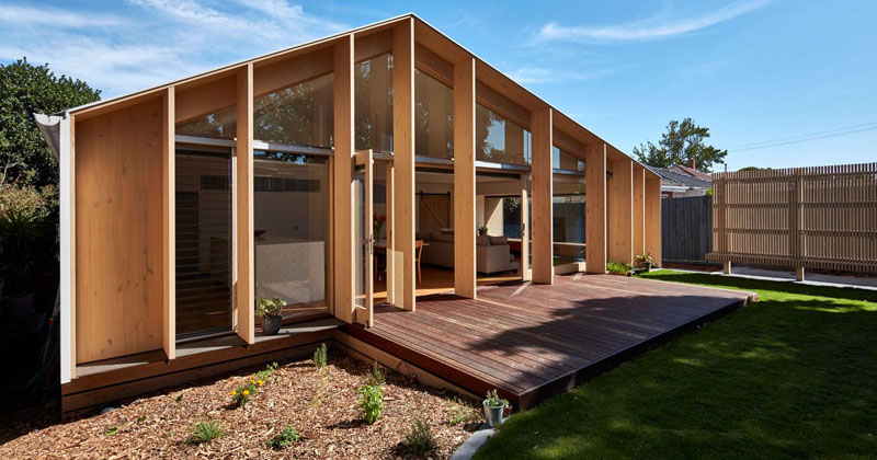 A wood clad extension adds extra living space to this 1960s home