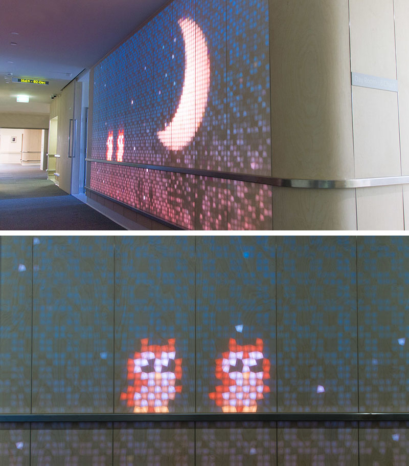 This Children's Hospital Has A Fun Light-Emitting Wood Wall Filled With ...