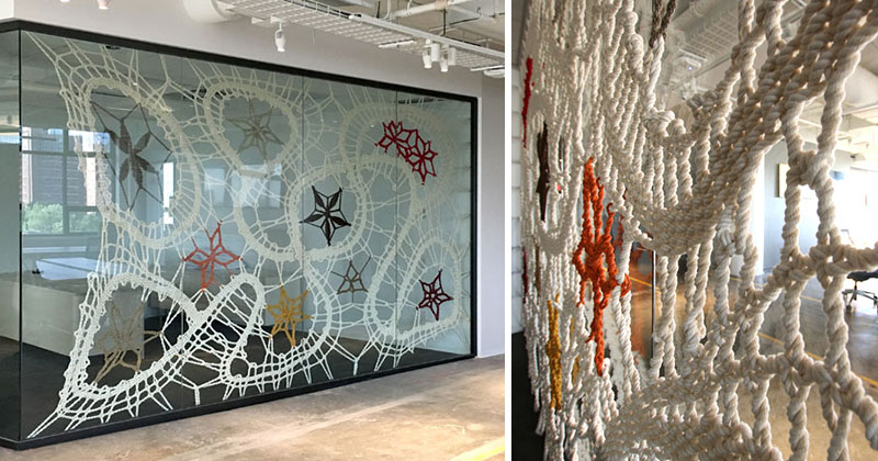 Rope Lace Artwork Covers Meeting Room Windows At Etsy HQ In New York