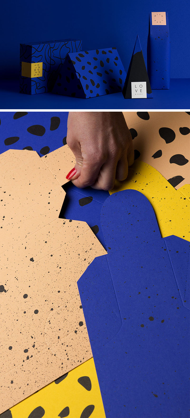 This new collection of gift boxes are covered in contemporary abstract ...