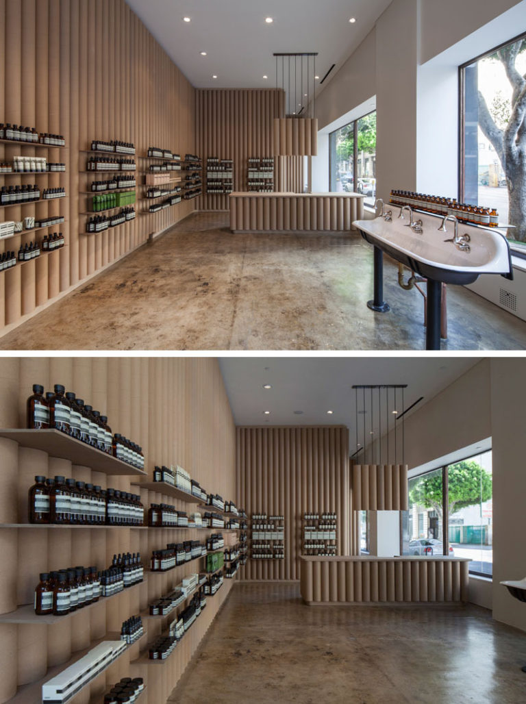 Cardboard Tubes Have Been Used Throughout This Aesop Store In Downtown LA