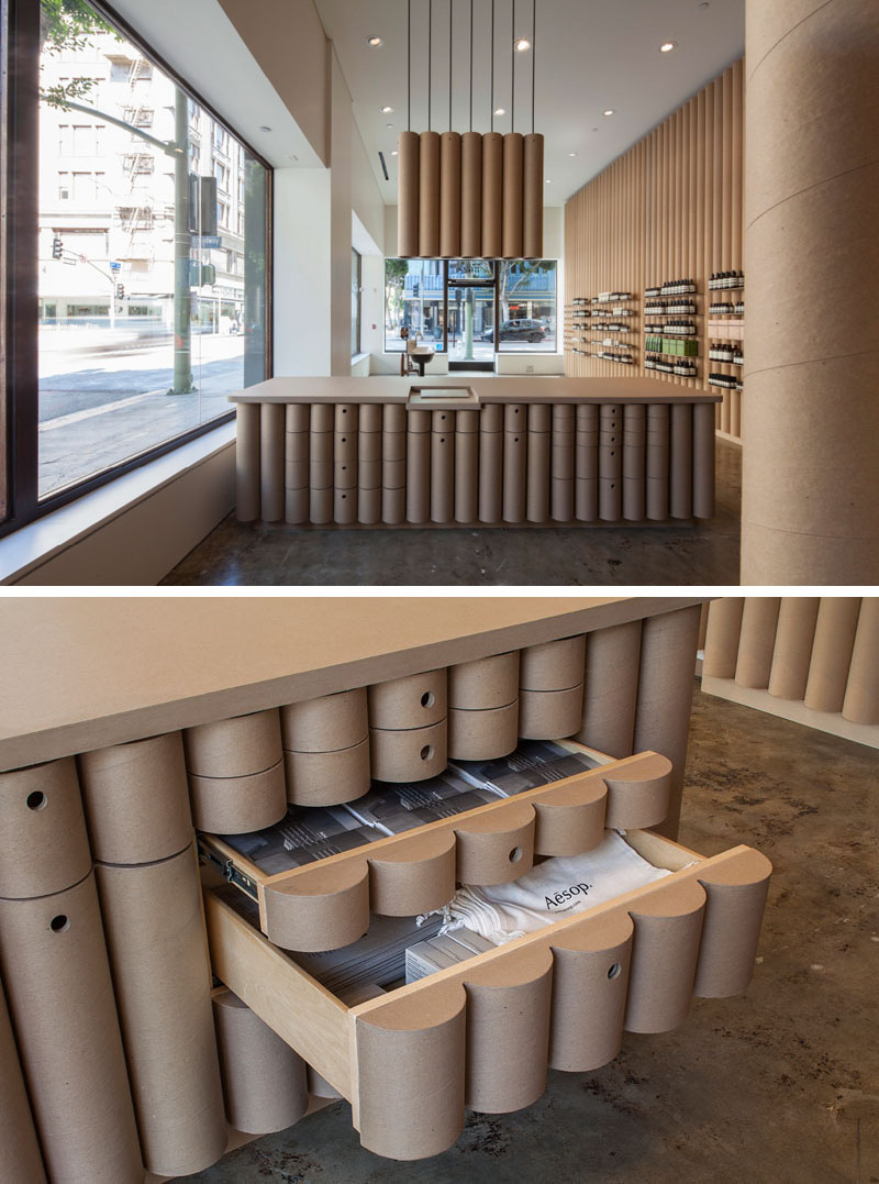 Cardboard Tubes Have Been Used Throughout This Aesop Store In Downtown LA