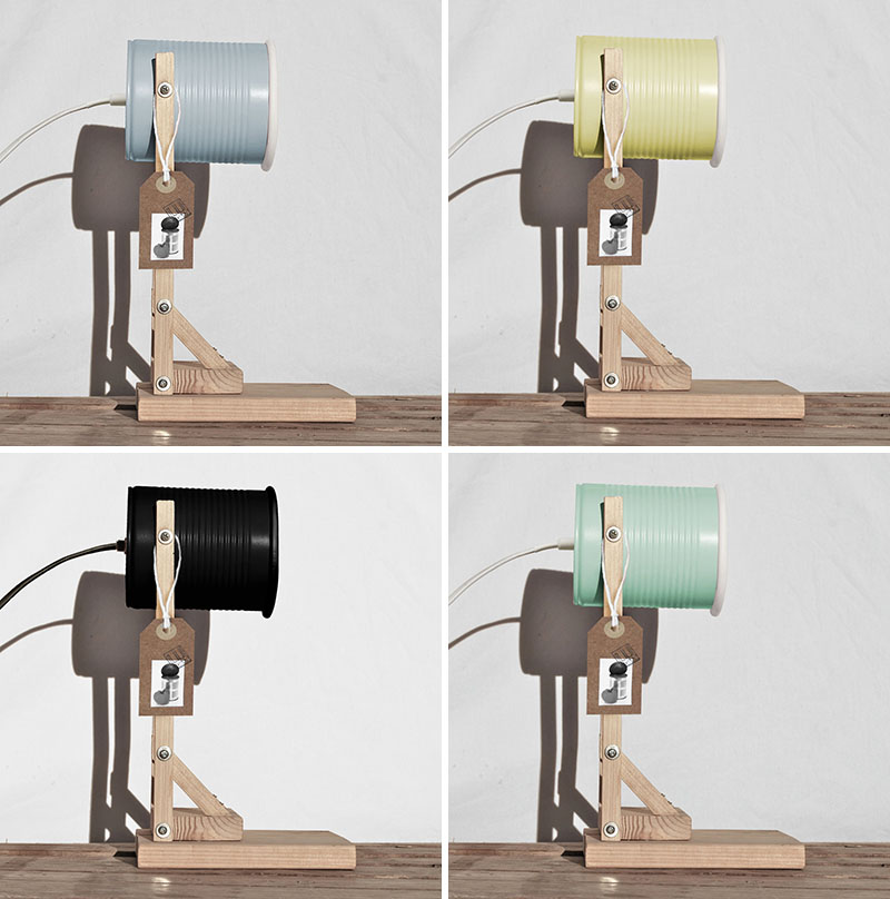 These simple lamps use recycled tin cans as lamp shades
