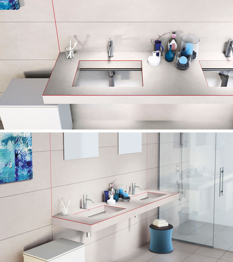 This bathroom sink was designed with a transparent glass bottom