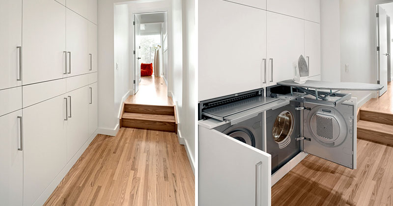 Short On Space? Hide A Laundry Within Hallway Closets