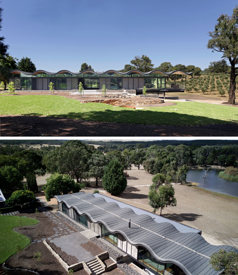 A Floating Wavy Roof Sits Above This Australian House