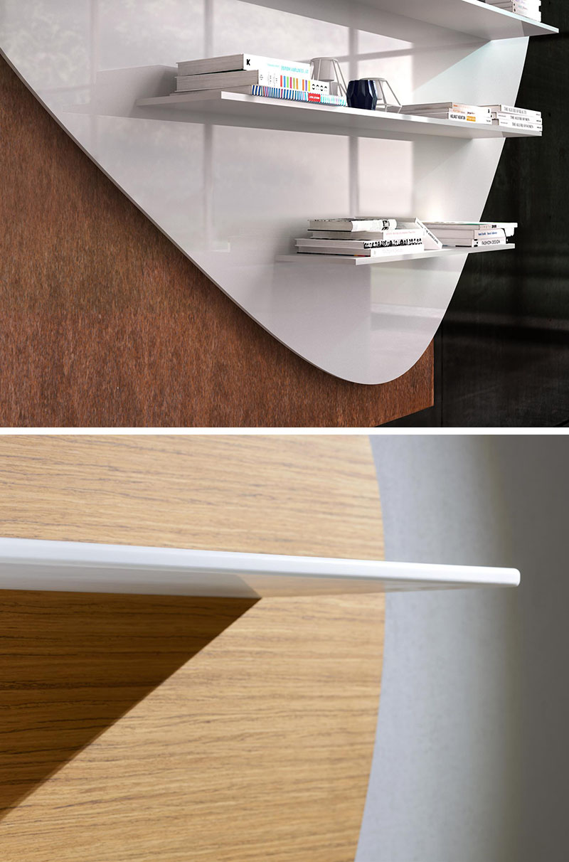 The Curved Shape Of This Bookshelf Was Inspired by Smooth Rocks