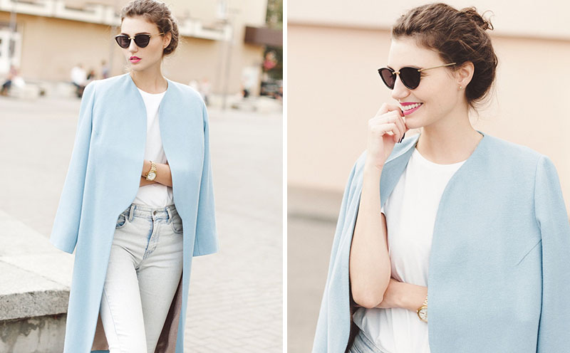 This Light Blue Minimalist Spring Coat Adds A Soft Touch Of Color To ...