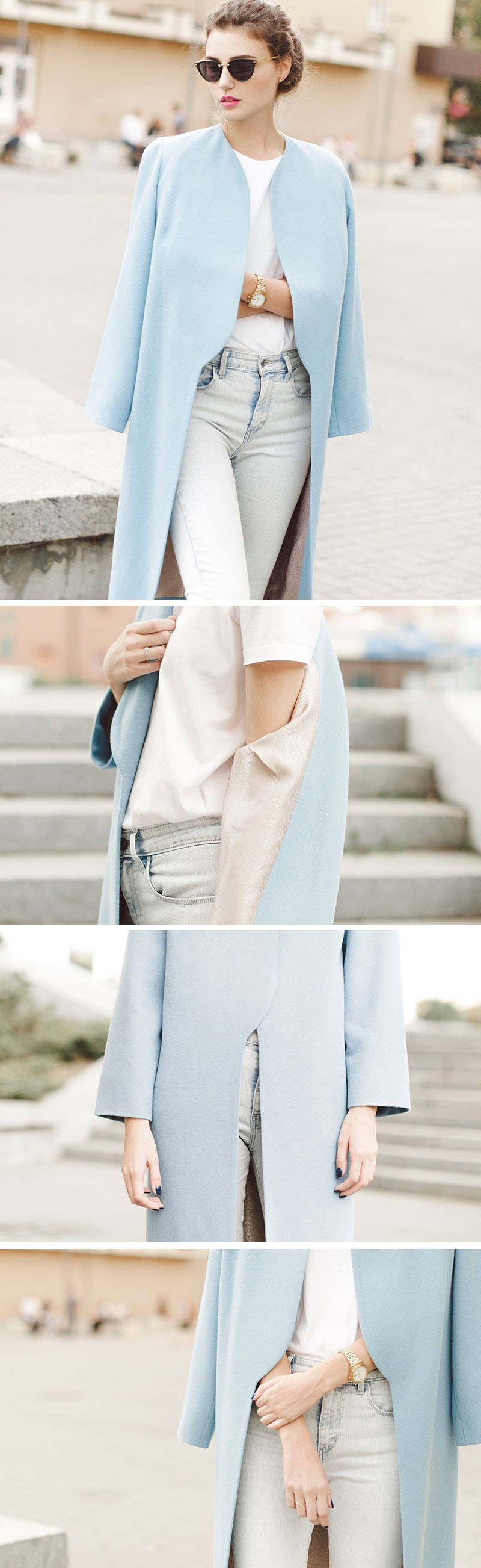 This Light Blue Minimalist Spring Coat Adds A Soft Touch Of Color To ...